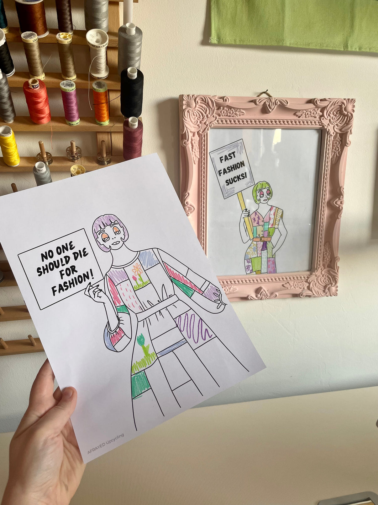 Protest colouring in sheets – AFRAYED Upcycling